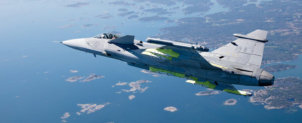 Gripen E in the air with Swiss pylons - SOFF